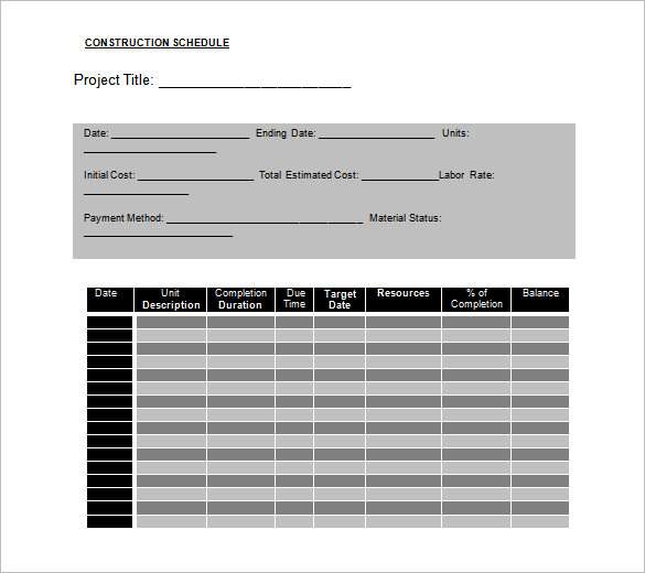 14+ FREE Construction Schedule Templates - PDF, DOC