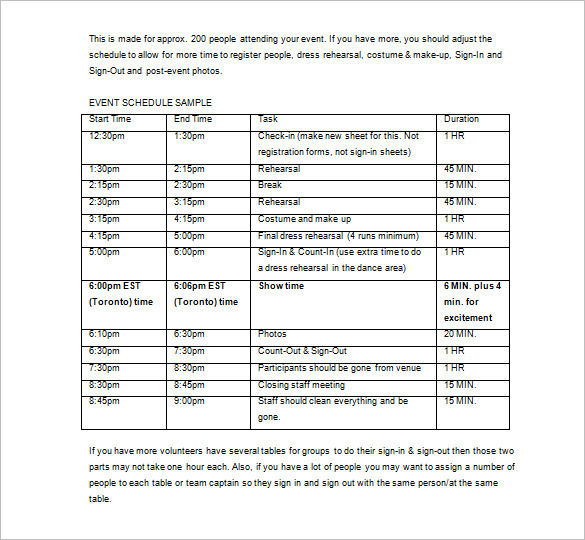 19 Event Schedule Templates Samples PDF Docs Excel