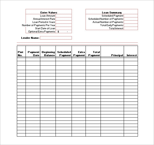 Amortisation Schedule Excel Template