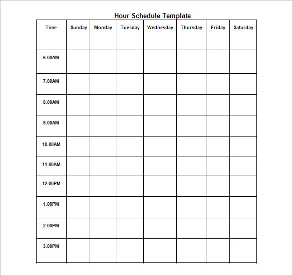 Hourly Schedule Template 11 Free Sample Example Format