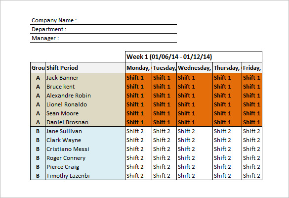 Shift Schedule Template 20 Free Sample Example Format Download 