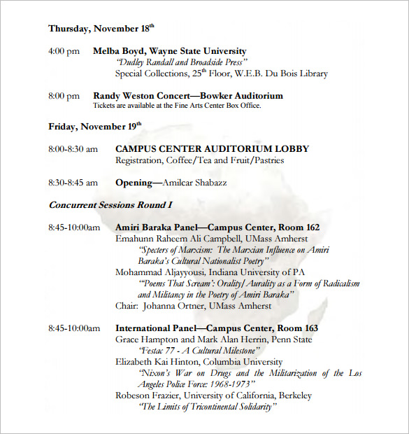 7+ Conference Schedule Templates - Doc, PDF