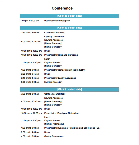 7+ Conference Schedule Templates - Doc, PDF