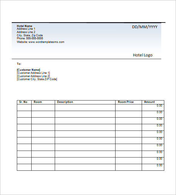 Hotel Invoice Template - 20+ Word, Excel, PDF Format Download