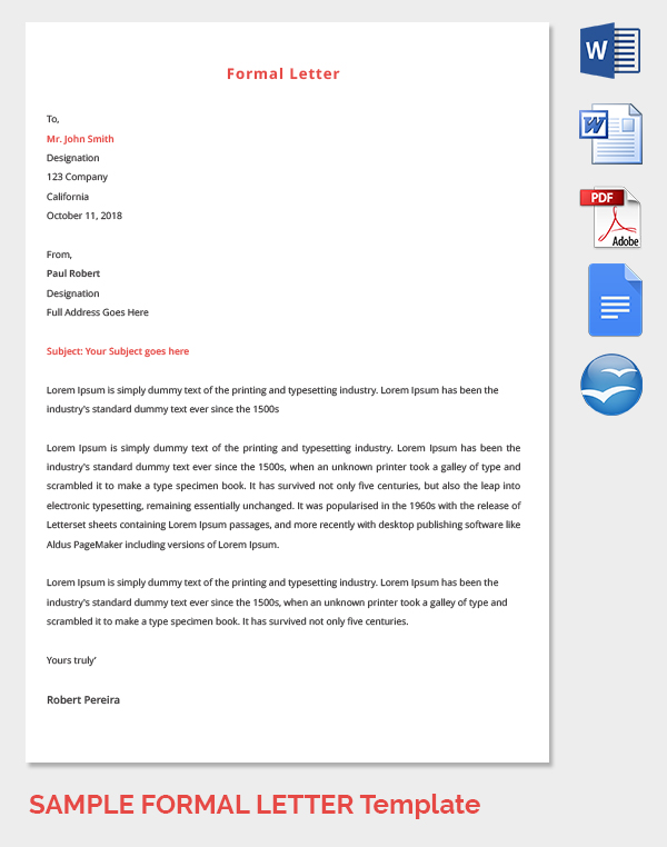 27+ Formal Letter Templates - Word, PDF, Apple Pages
