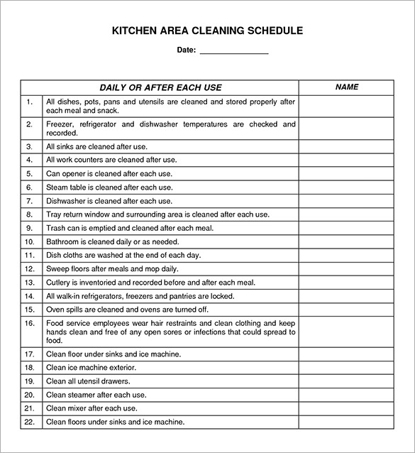 8+ Kitchen Schedule Templates - Word, Docs, PDF