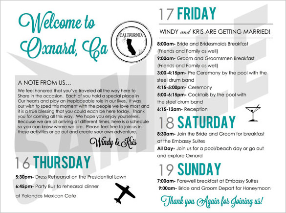 6 Weekend Schedule Templates Docs PDF