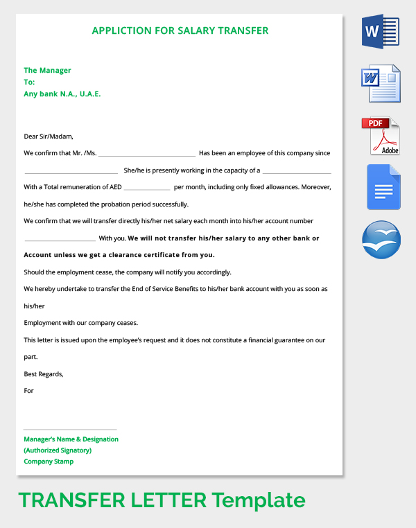 39+ Transfer Letter Templates - Free Sample, Example, Format | Free ...