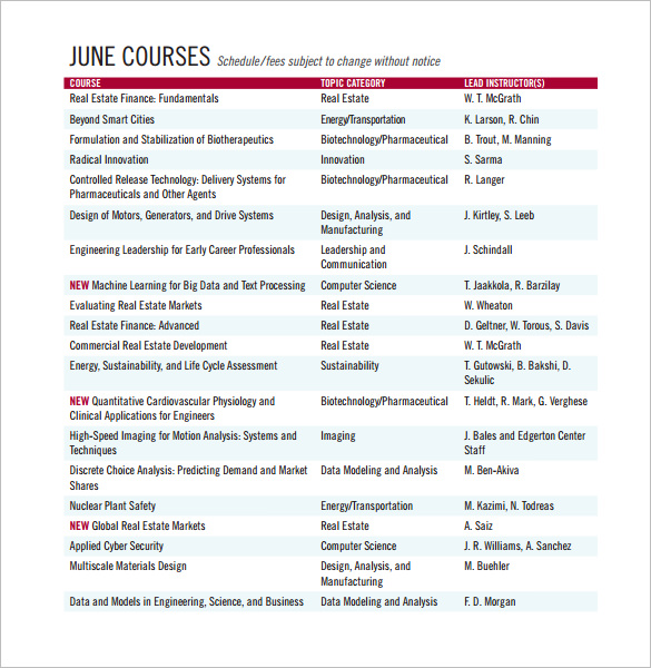 9 Program Schedule Templates Docs PDF