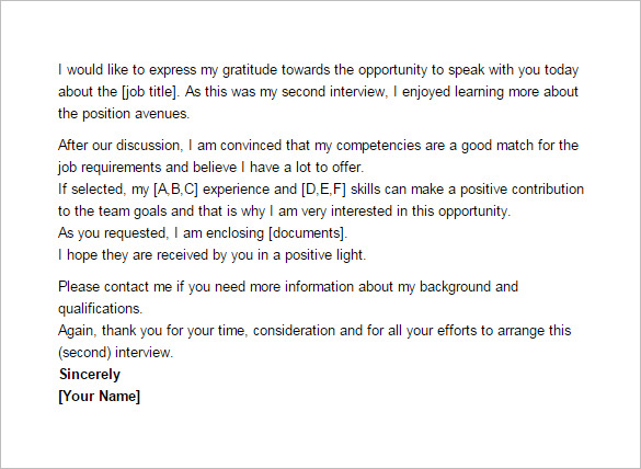 Thank You Email After Second Interview 5 Free Sample Example Format Download 