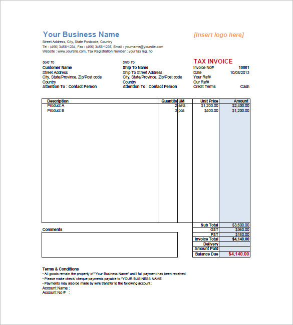 Retail Invoice Template - 11+ Word, Excel, PDF Format Download!