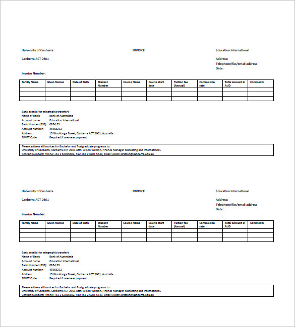 13+ Education Invoice Template - Free Word, Excel, PDF Format Download