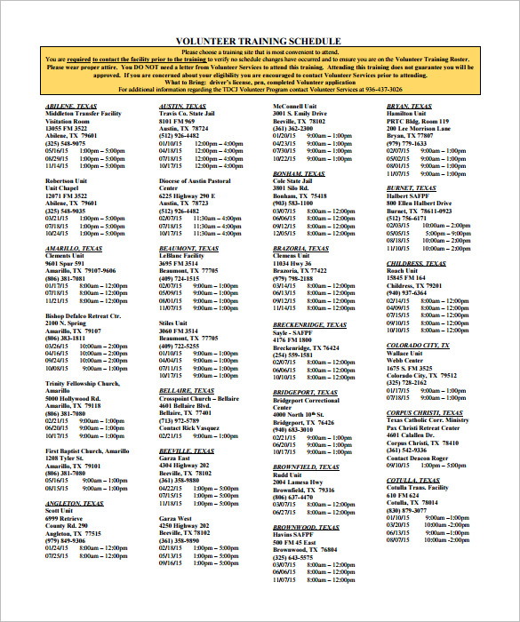 10+ Volunteer Schedule Templates - PSD, Docs