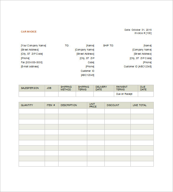 18+ Car Invoice Templates - Free Sample, Example, Format Download!