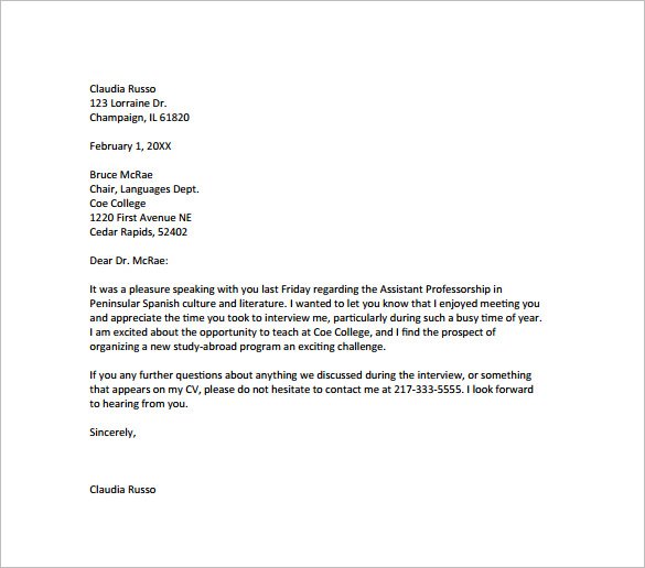 Sample Thank You Letter After Interview Multiple Interviewers Thank 