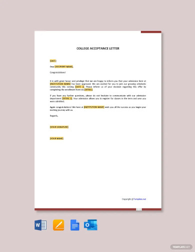 Acceptance Letter Template - 31+ Free Word, PDF Documents Download!