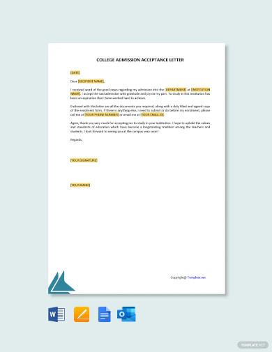 Acceptance Letter Template - 31+ Free Word, PDF Documents Download!