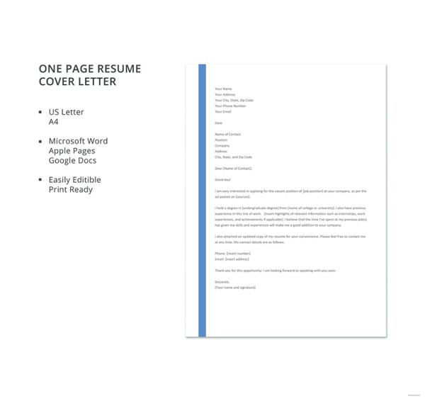 Resume Cover Letter - 23+ Free Word, PDF Documents Download | Free ...
