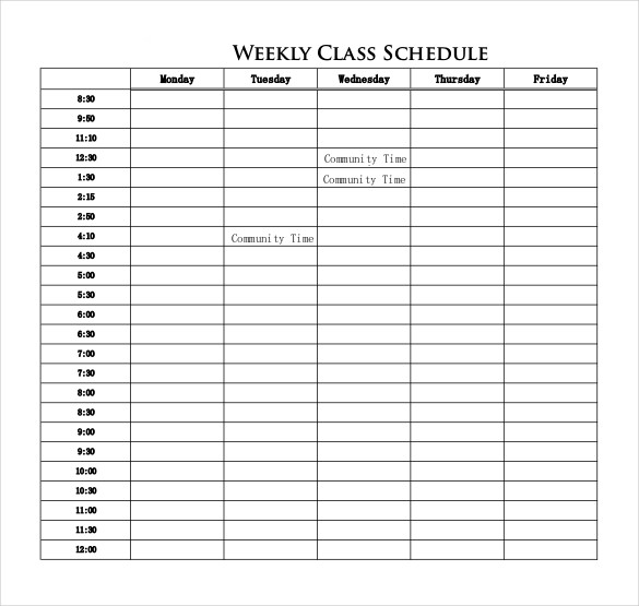 Class Schedule Template 36 Free Word Excel Documents Download