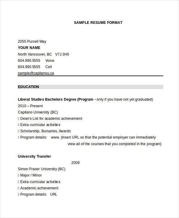 Free 10+ Best Resume Formats - DOC, PDF, PSD