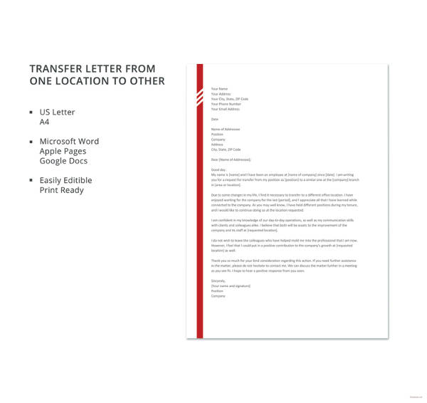 22+ Internal Transfer Letters - PDF, DOC