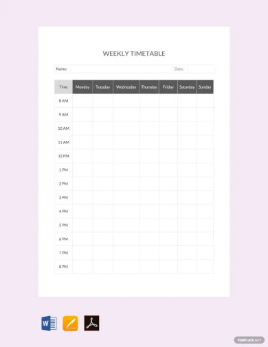 19+ Timetable Templates in Word | Google Docs | Google Sheets | Excel ...