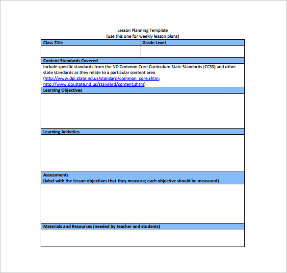 9+ Common Core Lesson Plan Template - PDF, DOC