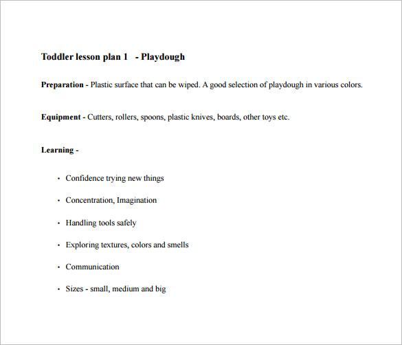 Toddler Lesson Plan Template - 19+ Free PDF, Word Format Download!