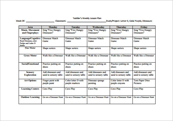 Toddler Lesson Plan Template 19 Free PDF Word Format Download 