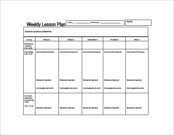 Weekly Lesson Plan Template Google Docs Free Pic cheese