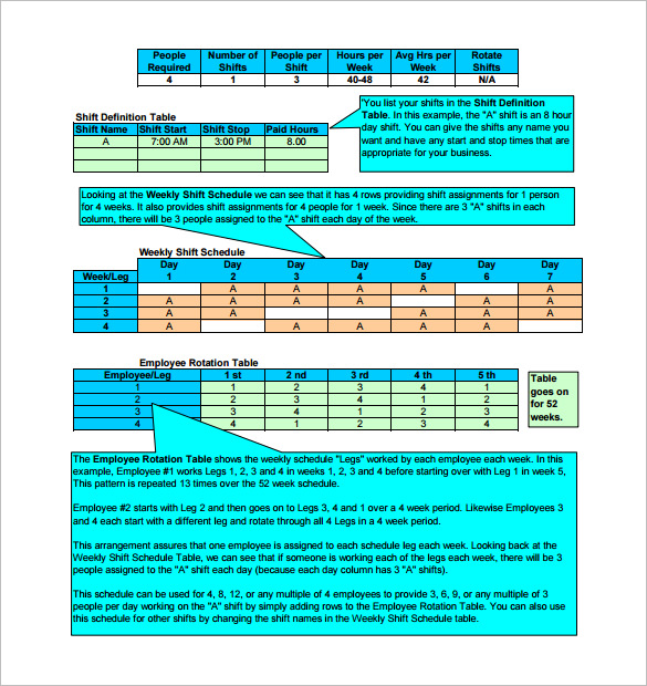 19 Rotating Rotation Shift Schedule Templates Docs Excel Pdf