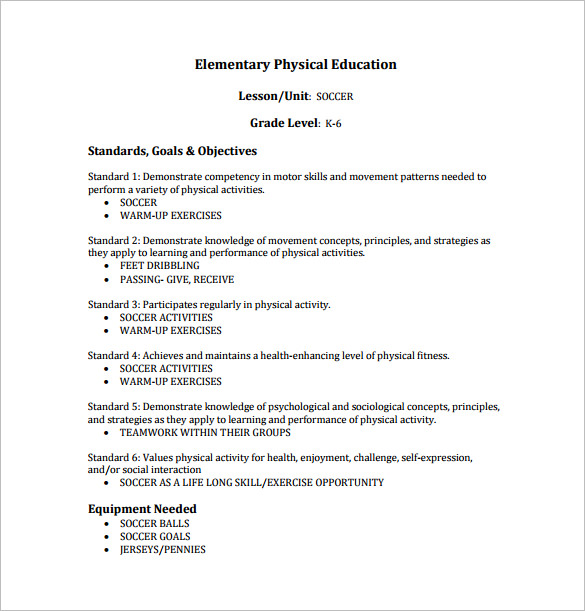 Physical Education Lesson Plan Template - 8+ Free Word, Excel, PDF ...