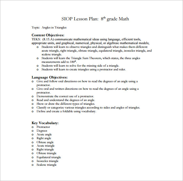 10+ Siop Lesson Plan Templates - DOC, Excel, PDF