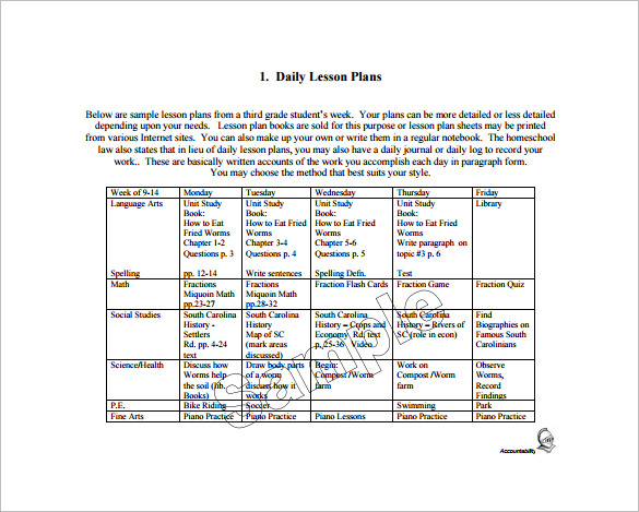 Daily Lesson Plan Template 16 PDF Word Format Download 