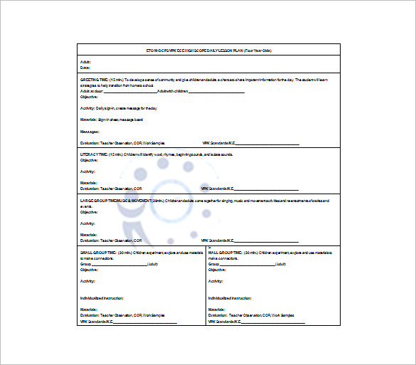 Daily Lesson Plan Template - 16+ PDF, Word, Format Download!