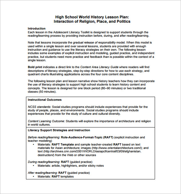 High School Lesson Plan Template -13+ PDF, Word, Format Download!