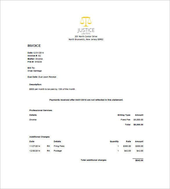 9+ Legal Invoice Templates - Docs, PDF