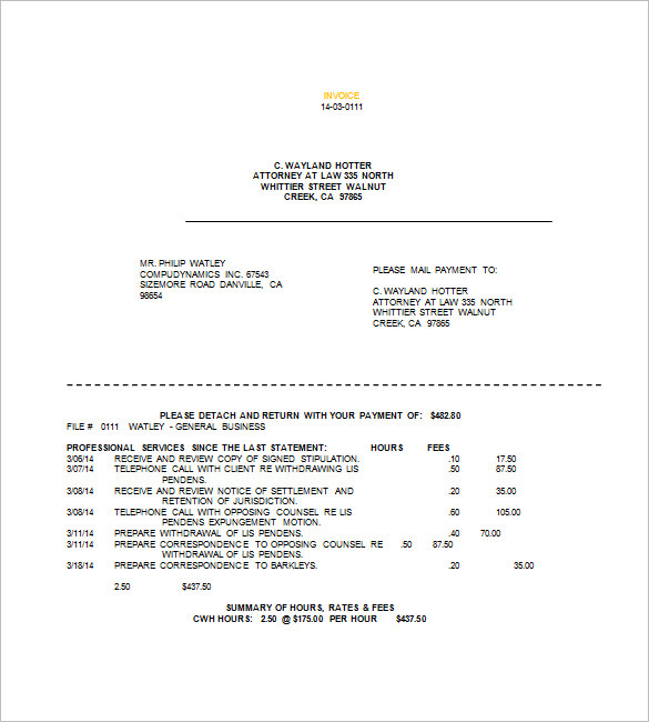 9 Legal Invoice Templates Docs PDF