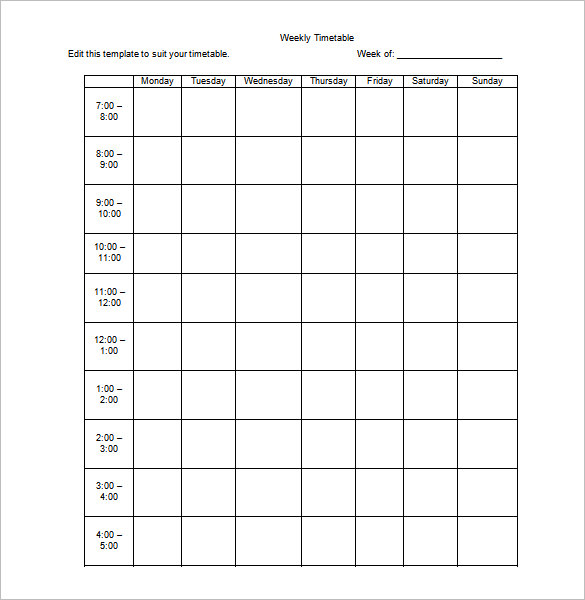 Weekly Schedule Template 12 Free Word Excel PDF Format Download 