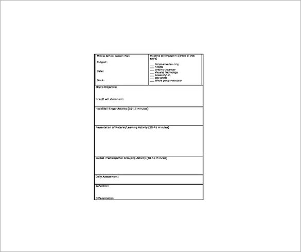 Middle School Lesson Plan Template 8 Free PDF Word Format Download 