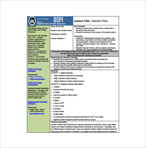 Middle School Lesson Plan Template - 11+ Word, Excel, PDF Format Download!