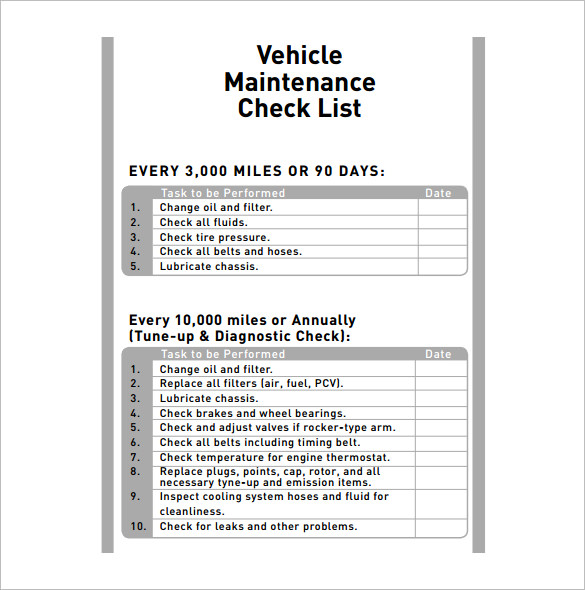 Vehicle Maintenance Schedule Template - 13+ Free Word, Excel, PDF ...