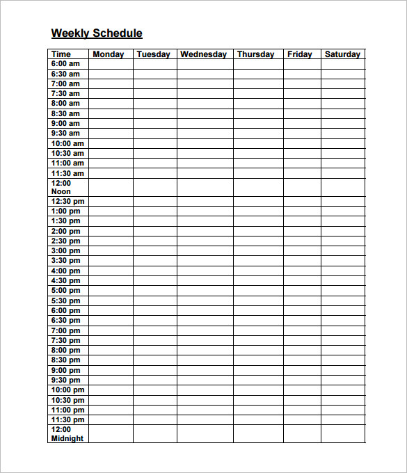 Weekly Work Schedule Template 8 Free Word Excel PDF Format 
