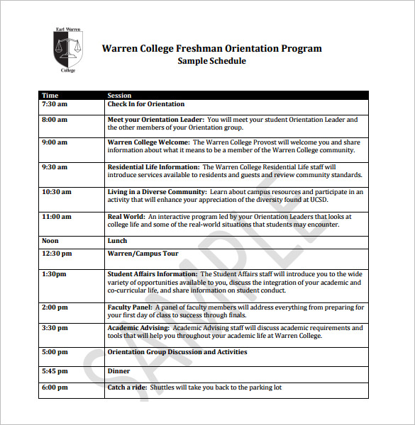 12+ Orientation Schedule Templates & Samples - Docs, PDF