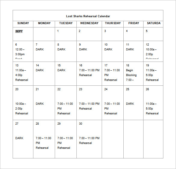14+ Rehearsal Schedule Templates - Word, Excel, PDF