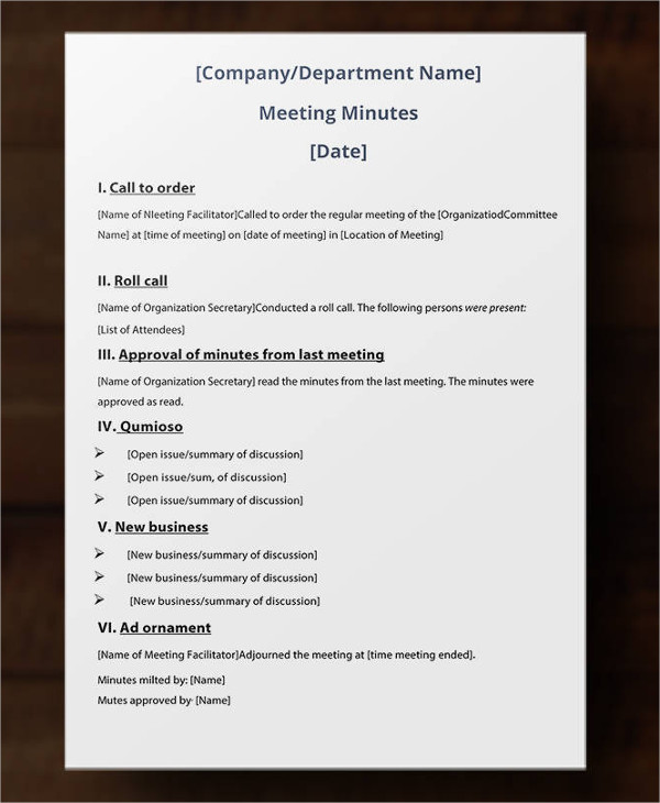 Best Meeting Minutes Template 24 Free Word PDF Documents Download Free Premium Templates