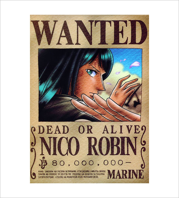 11+ One Piece Wanted Poster Templates - Free Printable, Sample, Example ...