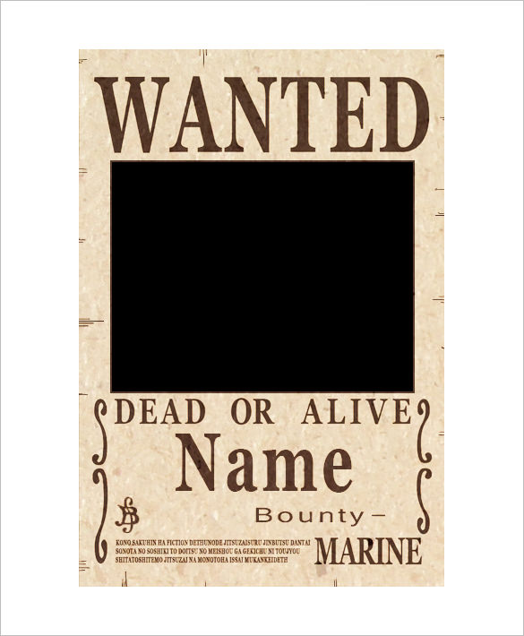 11 One Piece Wanted Poster Templates Free Printable Sample Example 