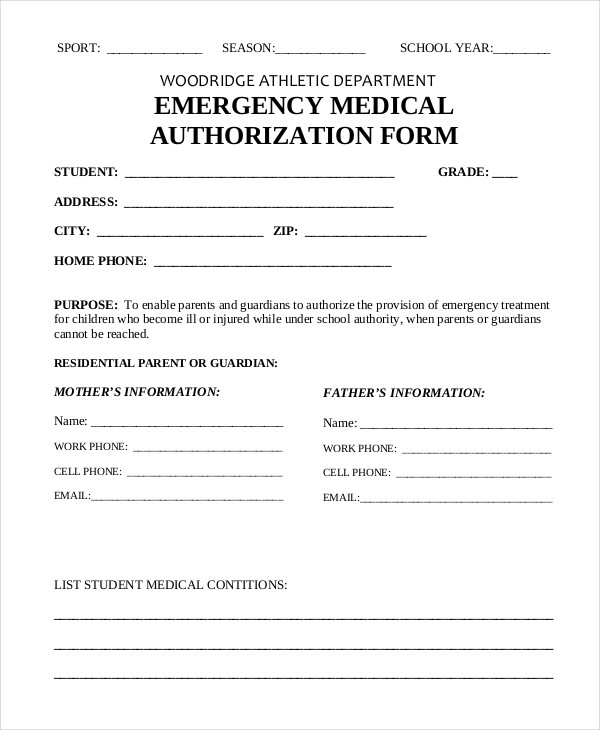 11+ Printable Medical Authorization Forms - PDF, DOC