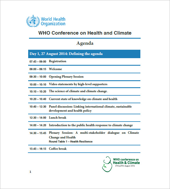 9+ Conference Agenda Templates - Sample, Example, Format Download!